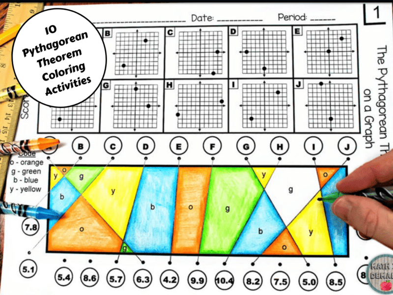the pythagorean theorem coloring activity worksheet answer key